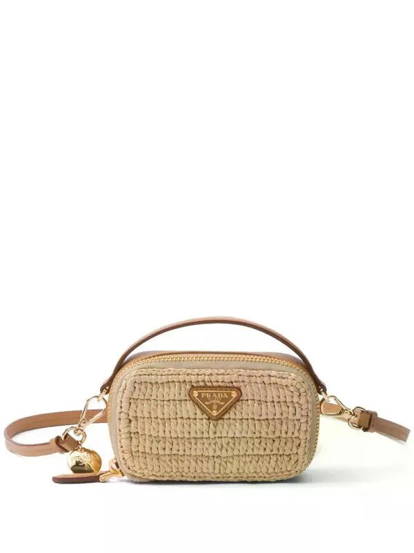 Prada Logo-plaque Crochet Mini Bag - Neutrals