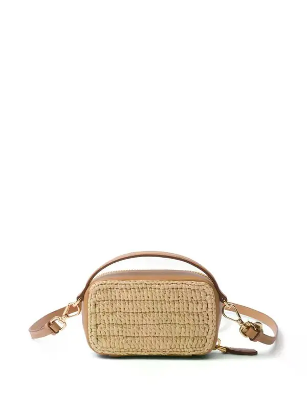 Prada Logo-plaque Crochet Mini Bag - Neutrals