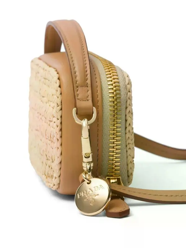 Prada Logo-plaque Crochet Mini Bag - Neutrals