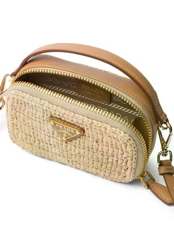 Prada Logo-plaque Crochet Mini Bag - Neutrals
