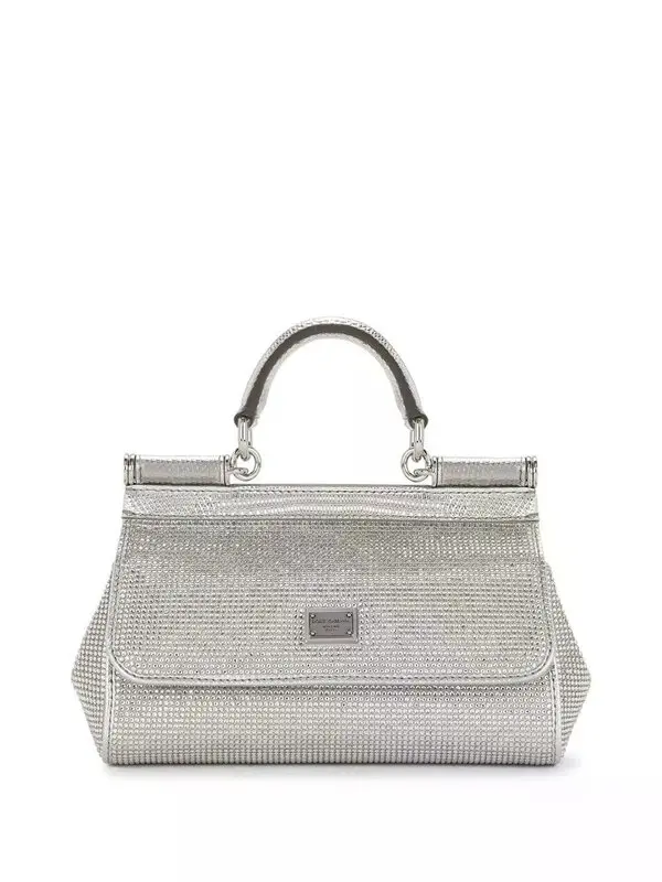 Dolce & Gabbana Small Sicily Satin Top-handle Bag - Silver