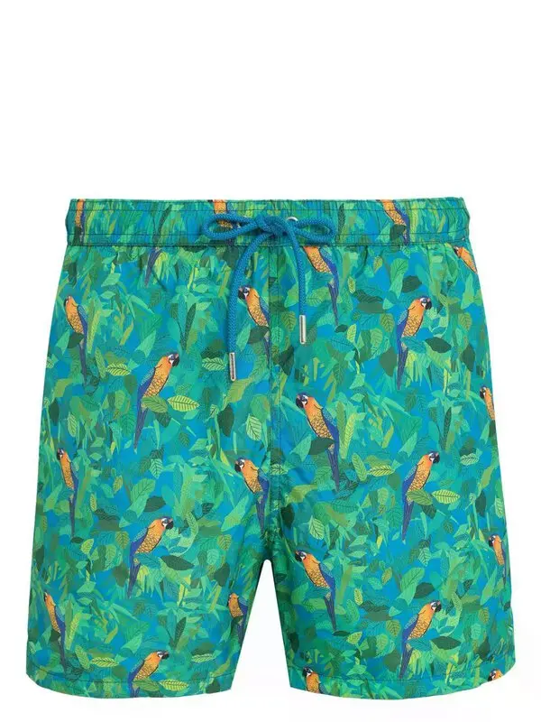 AMIR SLAMA Parrot-print Swim Shorts - Green