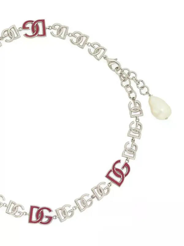 Dolce & Gabbana Logo Lettering Polished Necklace - Silver