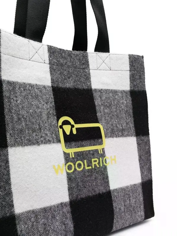 Woolrich Logo-print Check Wool Tote Bag - Black