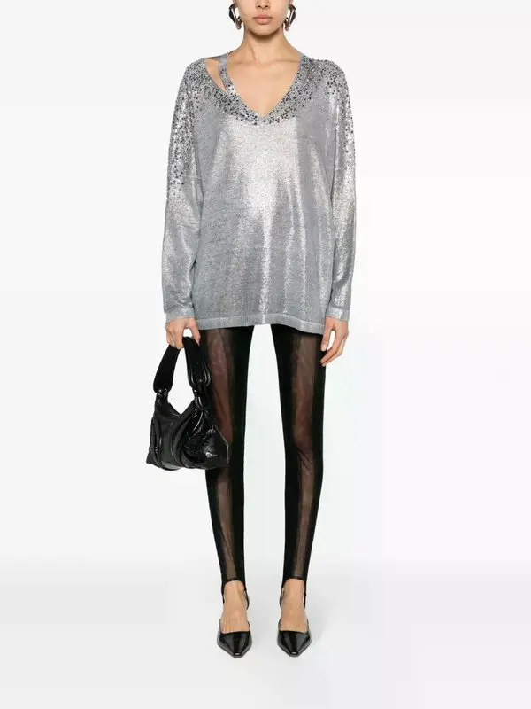 Avant Toi Crystal-embellished V-neck Jumper