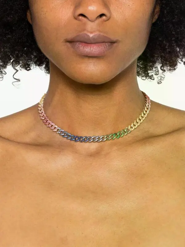 Shay 18k Yellow Rainbow Pave Diamond Choker Necklace - Gold