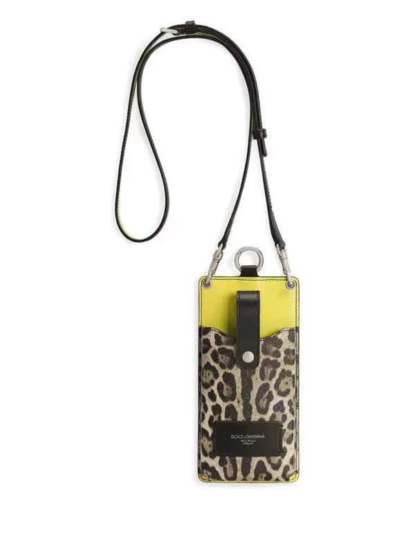 Dolce & Gabbana Dauphine Leopard-print Phone Holder - Black