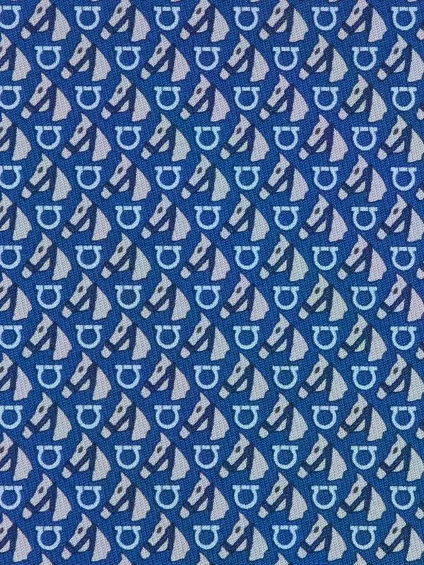 FERRAGAMO Silk Equestrian Print Neck Tie - Blue