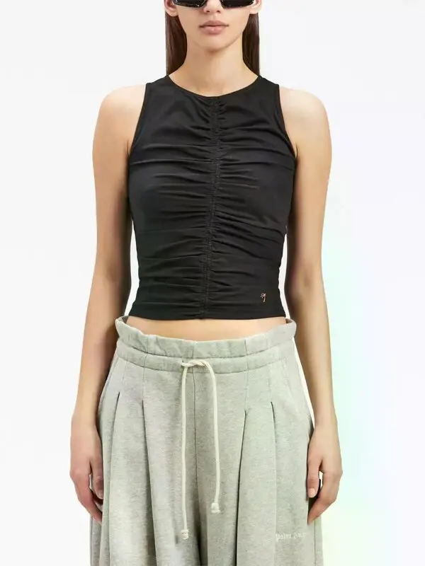 Palm Angels Ruched Stretch-cotton Tank Top