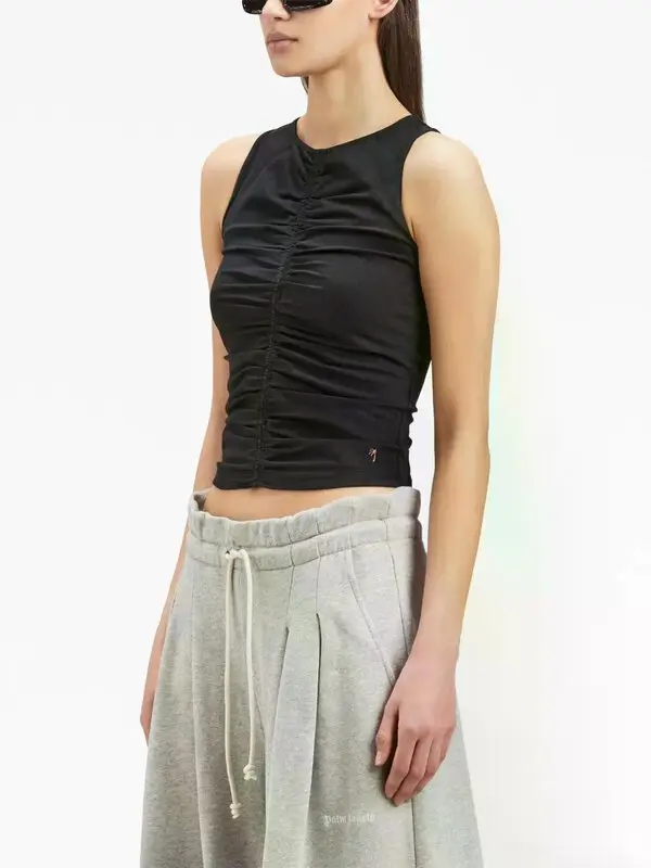 Palm Angels Ruched Stretch-cotton Tank Top