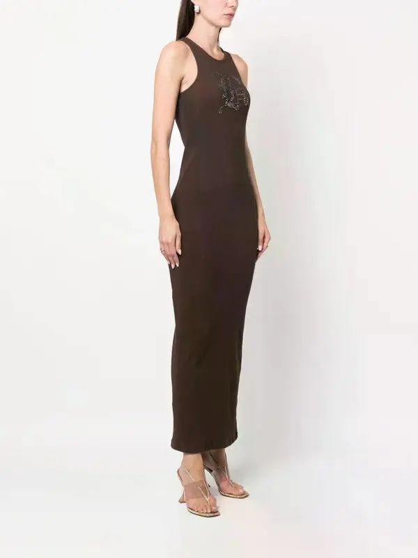 Blumarine Rhinestone-logo Midi Dress