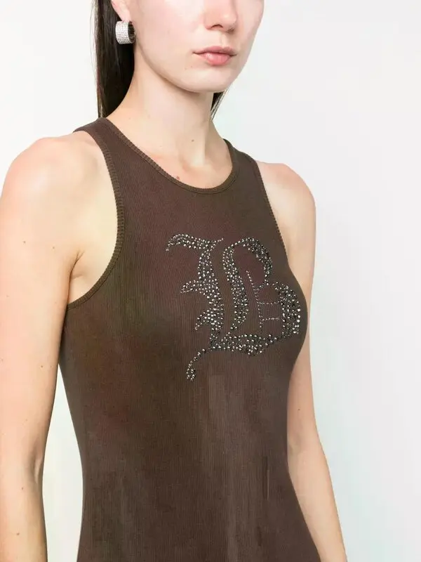 Blumarine Rhinestone-logo Midi Dress