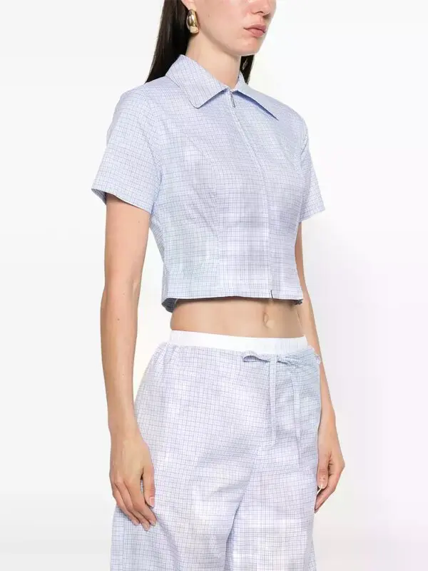 ALFIE Checked Zip-up Shirt - Blue
