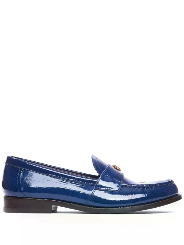 Tory Burch Logo-plaque Leather Loafers - Blue
