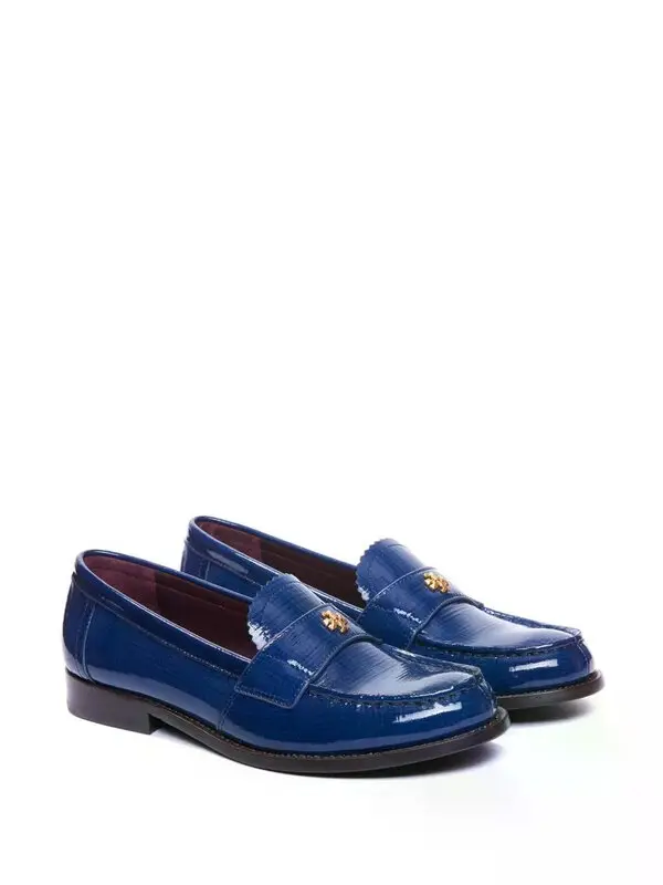 Tory Burch Logo-plaque Leather Loafers - Blue