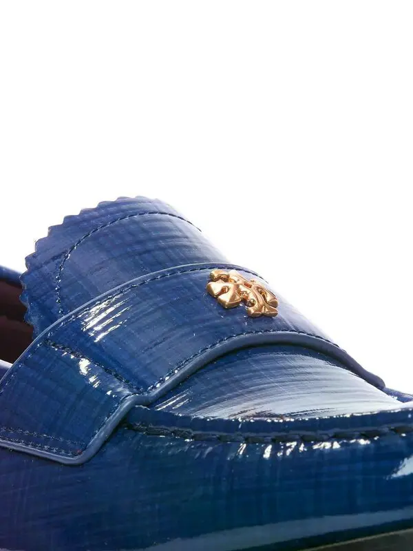 Tory Burch Logo-plaque Leather Loafers - Blue