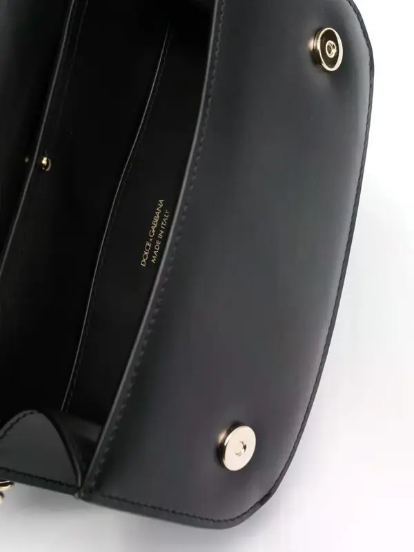Dolce & Gabbana Crossbody Bag With Gold-tone Logo - Black