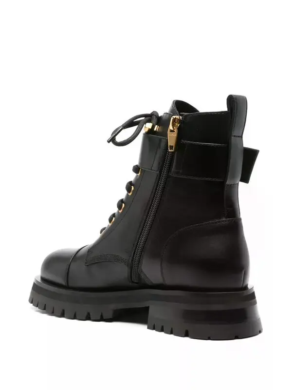 Balmain Leather Buckled Ankle Boots