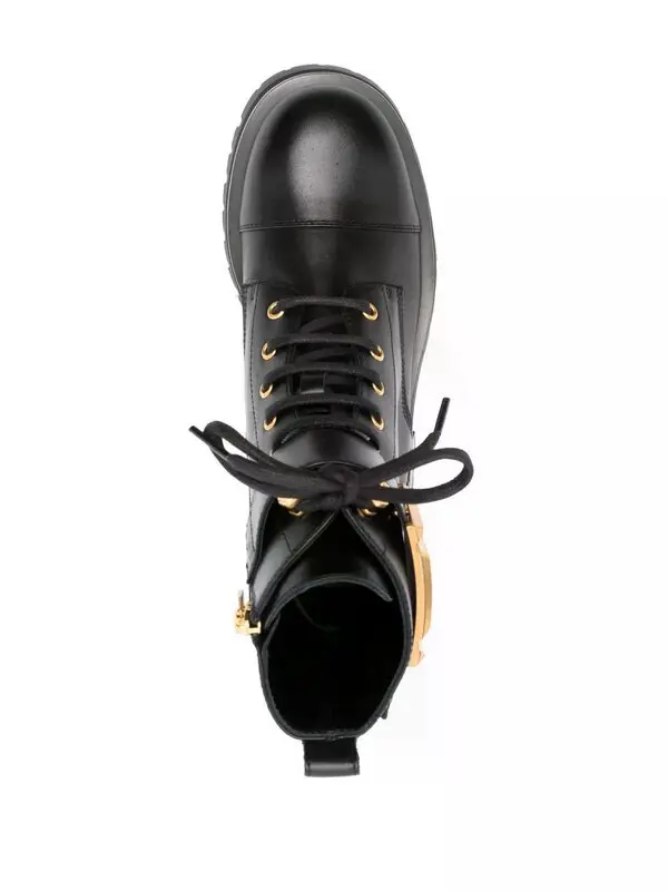 Balmain Leather Buckled Ankle Boots