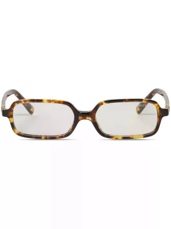 Miu Miu Rectangle Tortoiseshell Effect Sunglasses - Brown