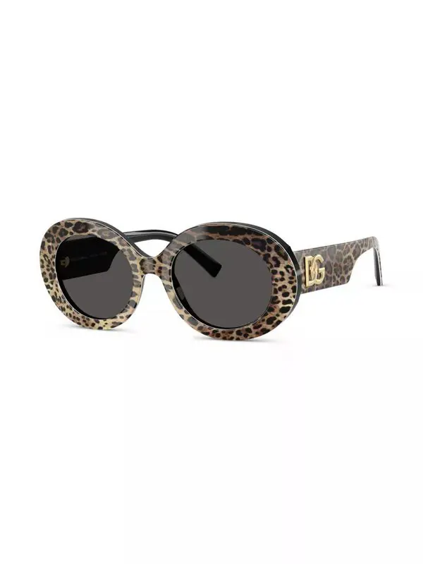 Dolce & Gabbana Leopard-print Round-frame Sunglasses