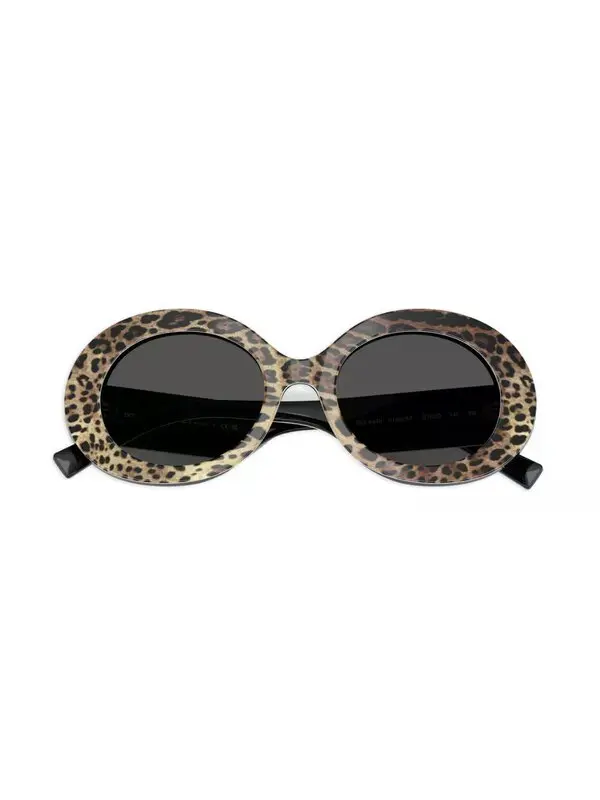 Dolce & Gabbana Leopard-print Round-frame Sunglasses