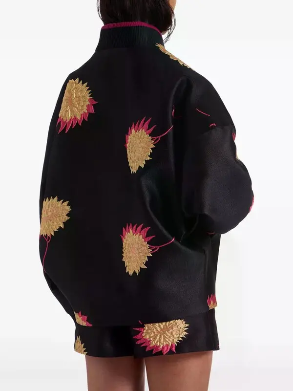 La DoubleJ Embroidered Jacquard Bomber Jacket - Black
