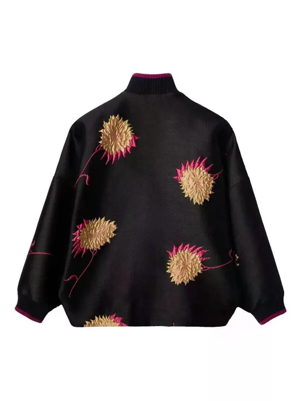 La DoubleJ Embroidered Jacquard Bomber Jacket - Black