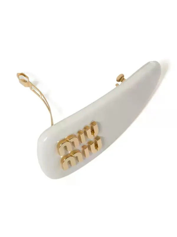 Miu Miu Patent Leather Hair Clip - White