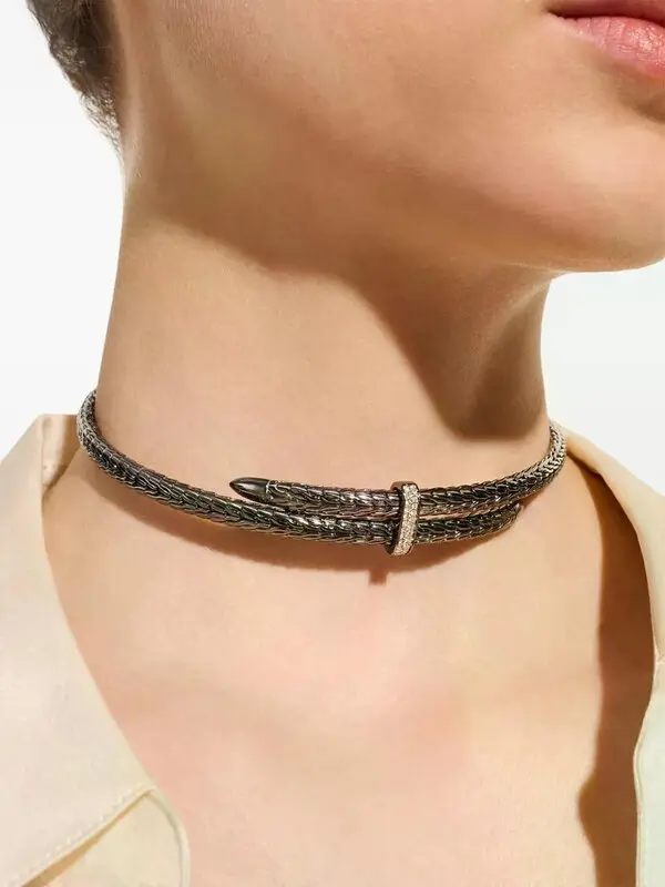 John Hardy Spear Coil Diamond Choker Necklace