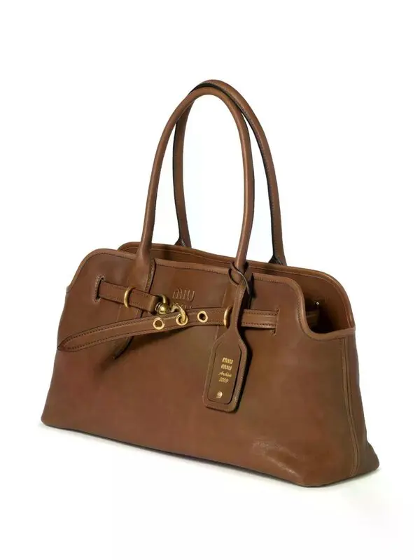 Miu Miu Large Aventure Napa Leather Tote Bag - Brown