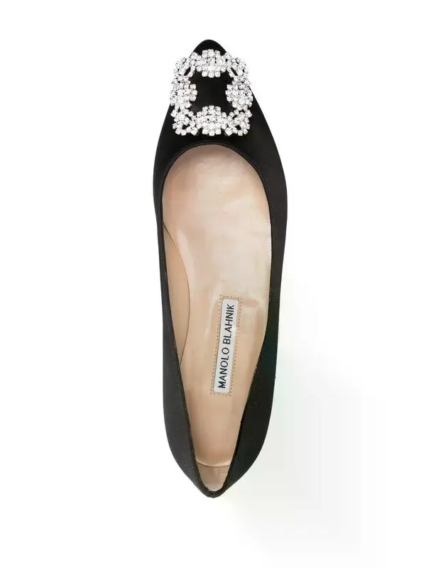 Manolo Blahnik Hangisi Buckle Ballerinas - Black