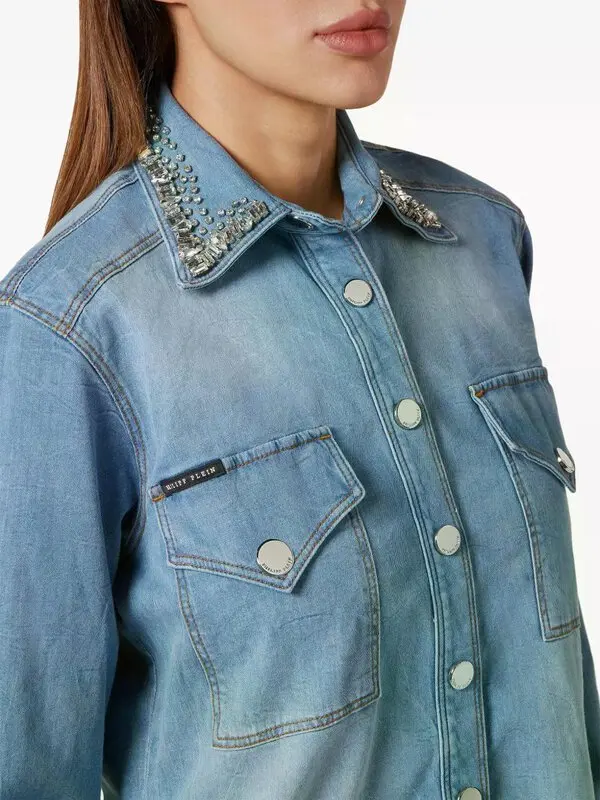 Philipp Plein Embellished Denim Shirt