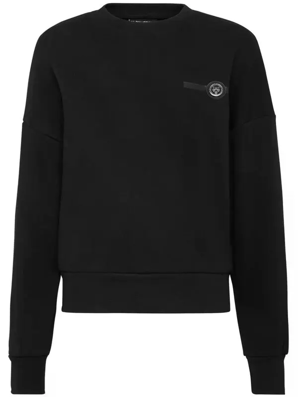 PLEIN SPORT Cropped Round-neck Sweatshirt - Black