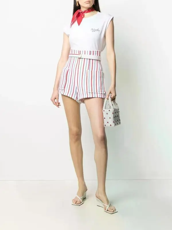 Philosophy Di Lorenzo Serafini High-waisted Striped Shorts