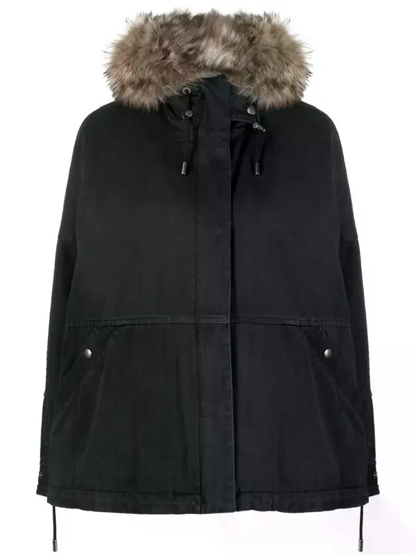 YVES SALOMON Detachable-hood Padded Parka With Shearling Trim