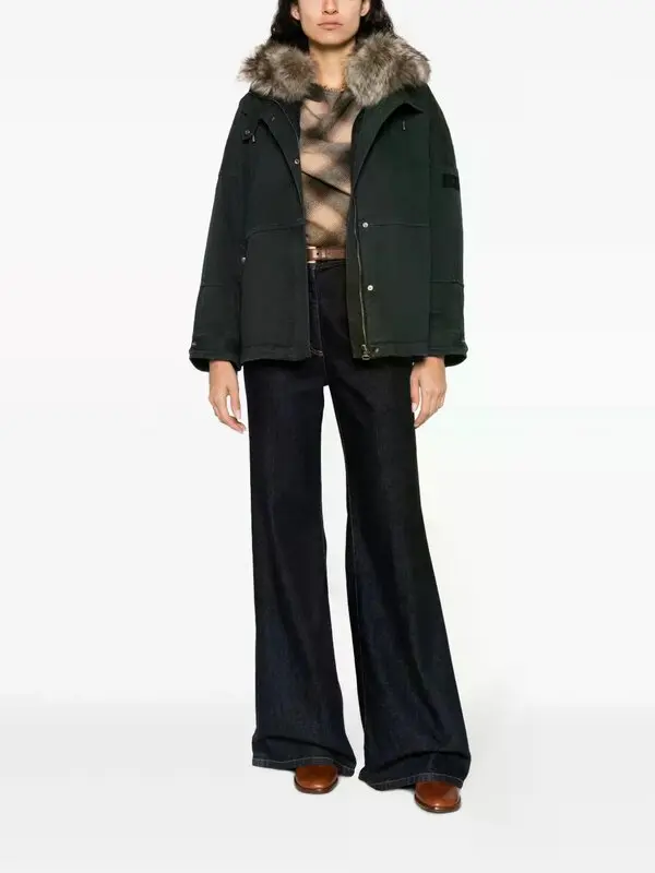 YVES SALOMON Detachable-hood Padded Parka With Shearling Trim