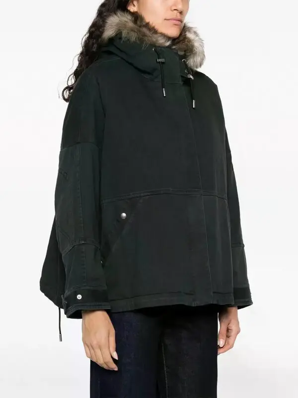 YVES SALOMON Detachable-hood Padded Parka With Shearling Trim