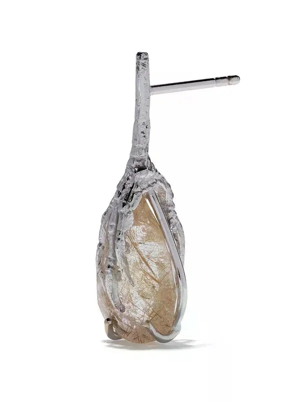 WOUTERS & HENDRIX 18kt Gold Quartz Claw Rutilated Earrings