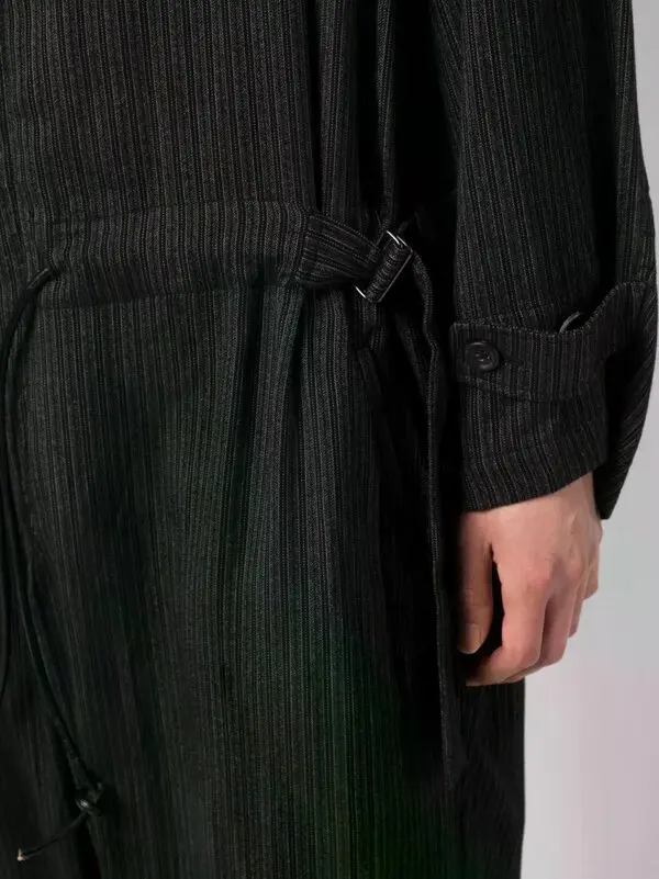 Yohji Yamamoto Hooded Zip-up Jumpsuit With Vertical Stripes