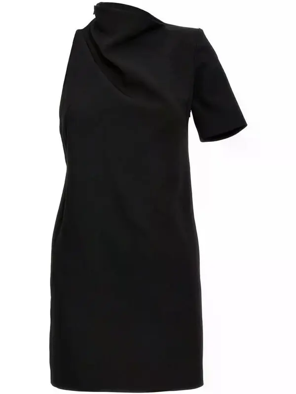 Sportmax Asymmetric Short Sleeve Dress - Black