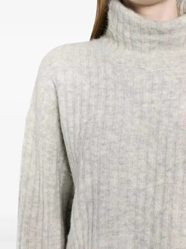 B+AB High-neck Drop-shoulder Jumper In Ribbed Alpaca Wool-blend