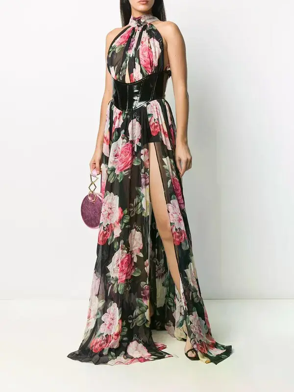Philipp Plein Vittoria Floral Print Gown