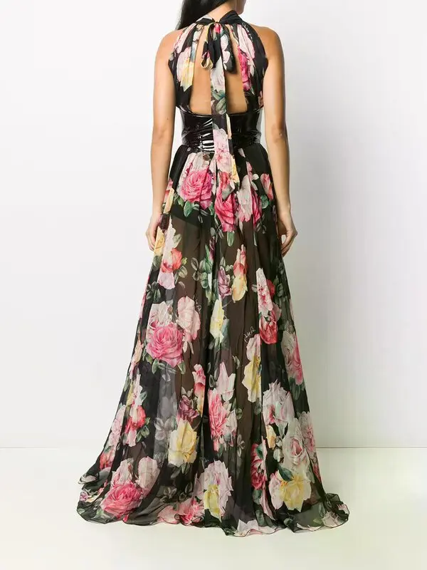 Philipp Plein Vittoria Floral Print Gown