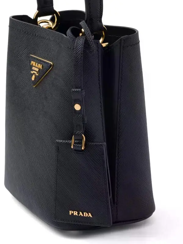 Prada Mini Saffiano Leather Tote Bag - Black