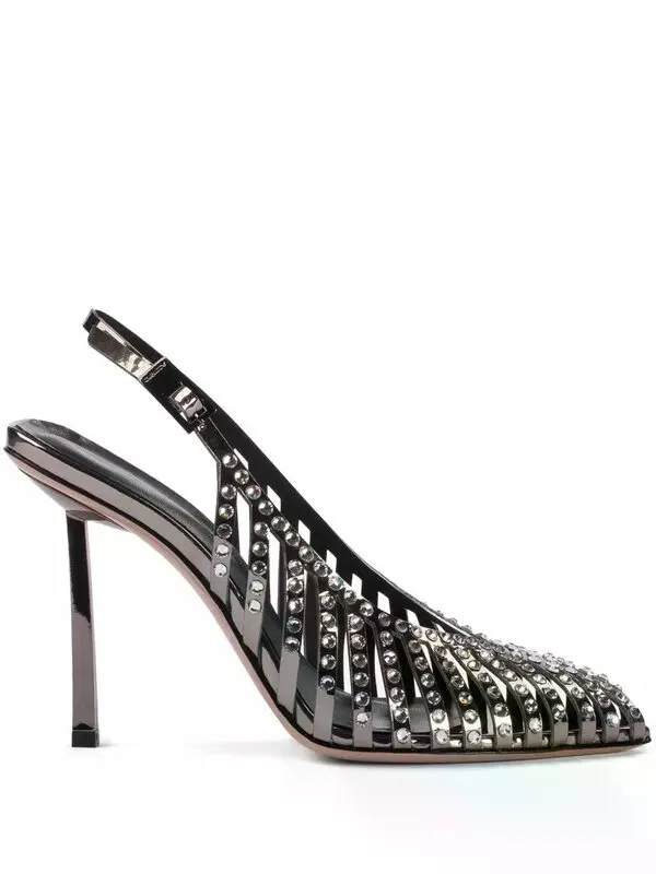 LE SILLA Cage Crystal-embellished Slingback Pumps - Silver