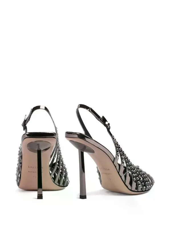 LE SILLA Cage Crystal-embellished Slingback Pumps
