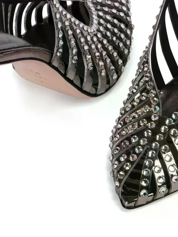 LE SILLA Cage Crystal-embellished Slingback Pumps