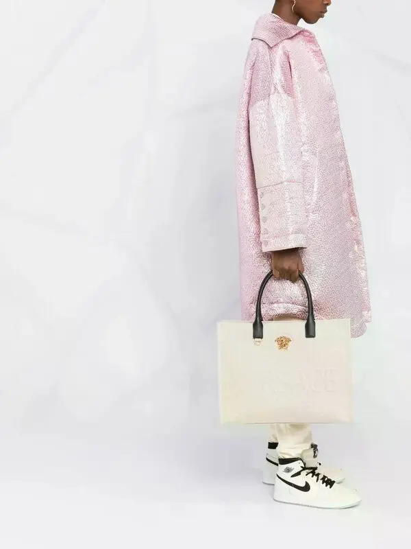 Versace Large La Medusa Canvas Tote Bag - Neutrals