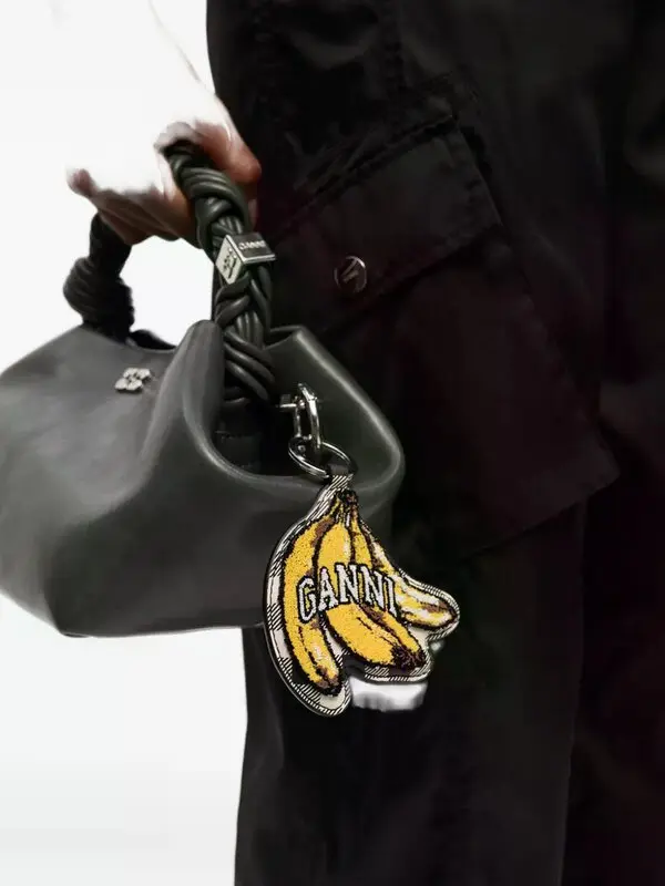 GANNI Logo Keyring - Black